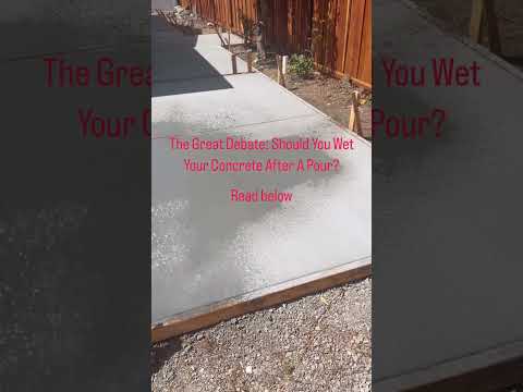 Curing process (wetting) concrete ensures hydration, strength, durability, prevents cracks, defects.