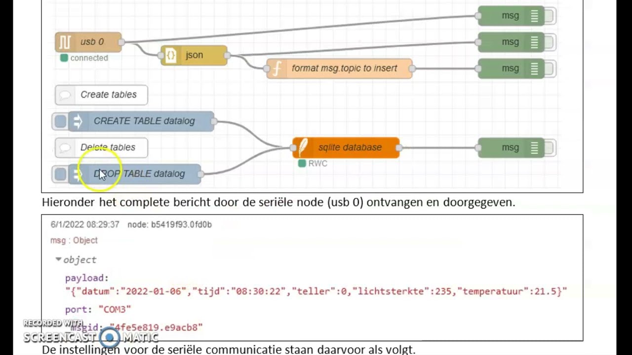 sqlite node used in node red