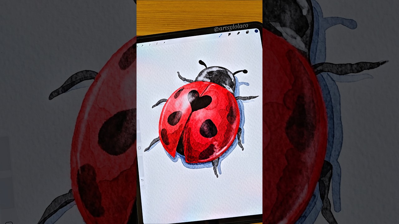 Simple Cute Ladybug ❤️🐞 #procreate #shorts #art #watercolor