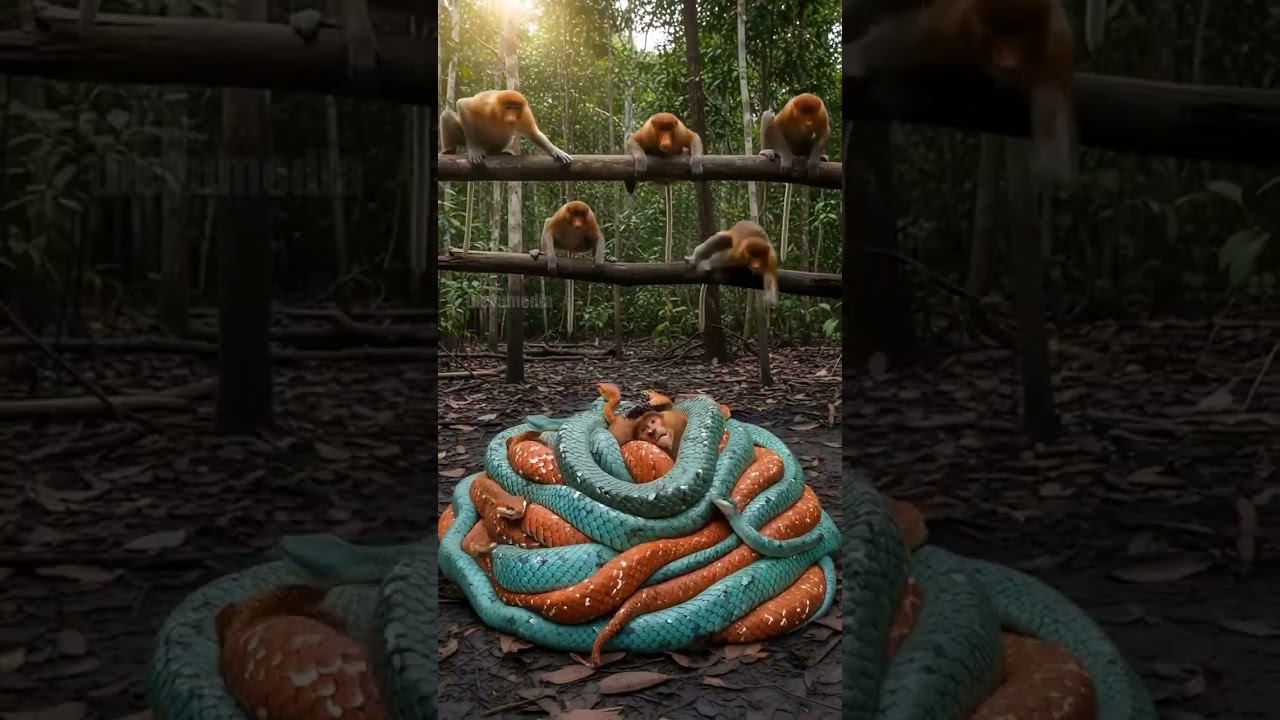 Proboscis Monkeys Fights Off Vipers In An Unforgettable Battle! #wildlife #animals