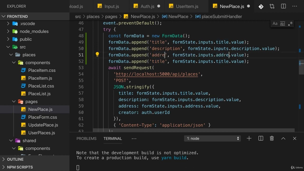9. Uploading Images for New Places. #uploading #mernstack #education #programmer #newplaces #github