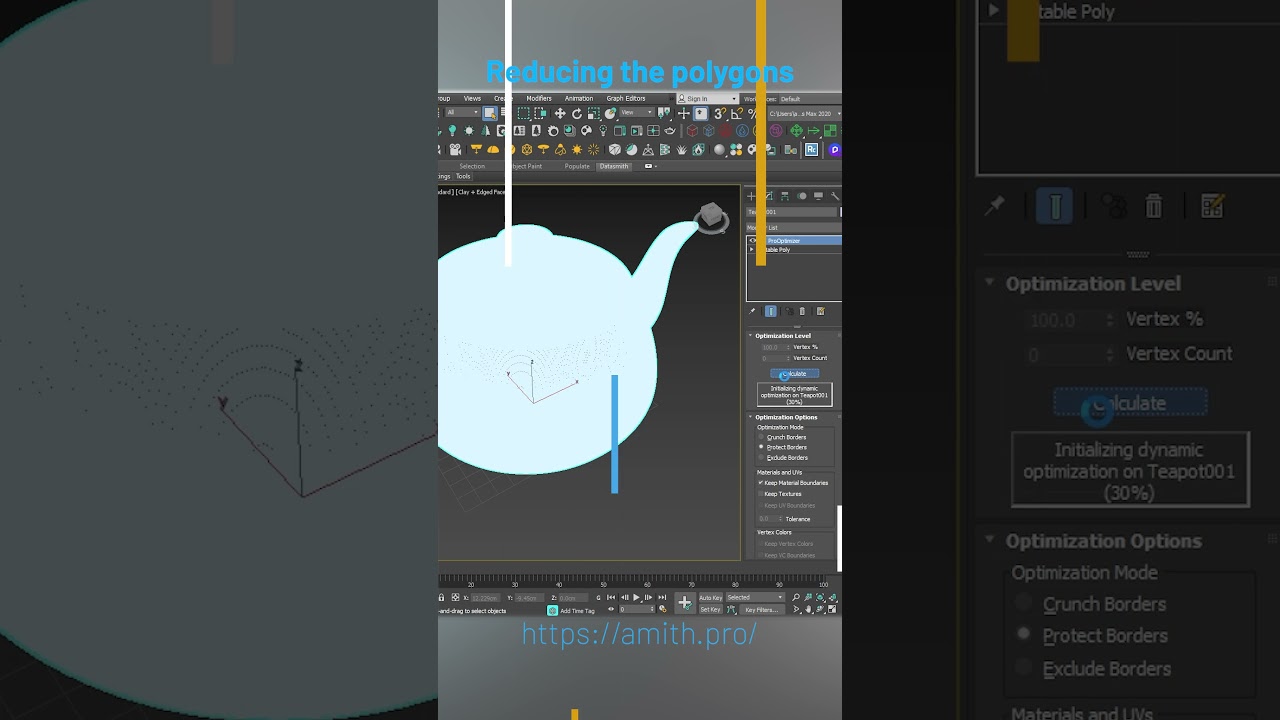 3Ds max - Reducing the polygons  (high poly to low poly) (ProOptimizer) #3dsmax #tutorial