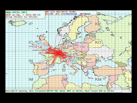 6 metre (50 Mhz) propagation map changes over Europe