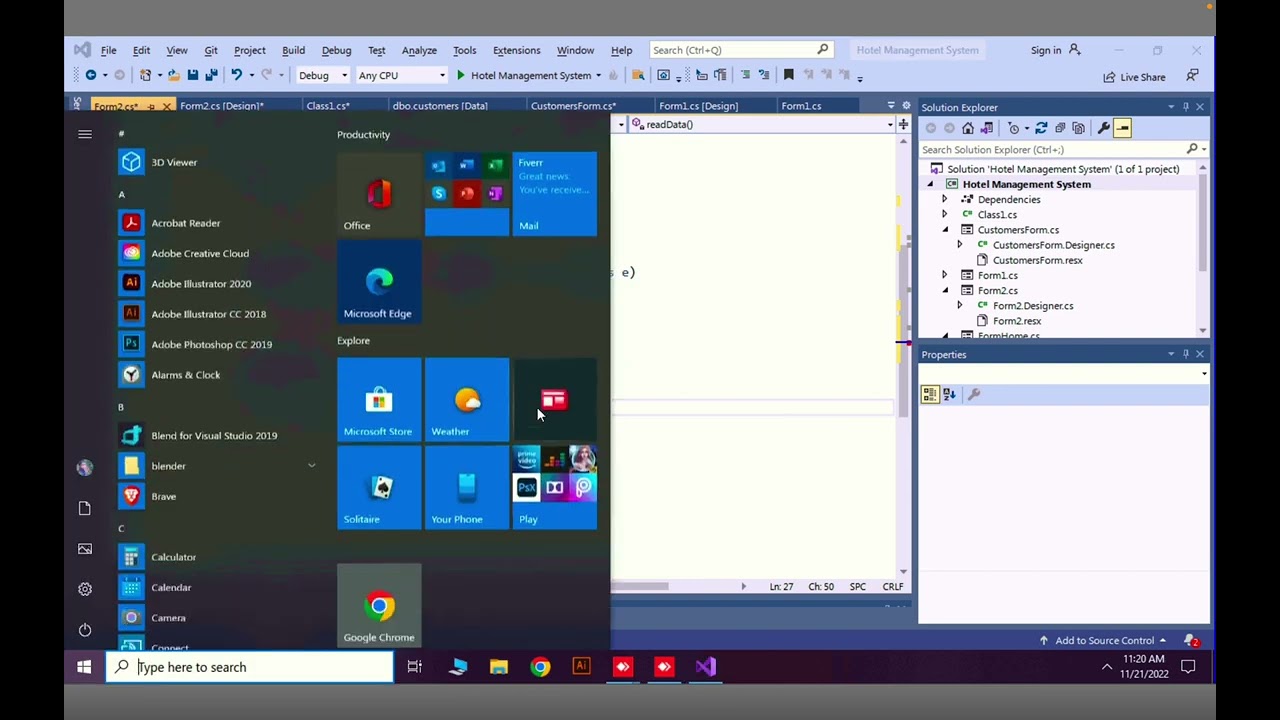 C# program to retrieve data from a database table using DataTable class and show in DataGridView