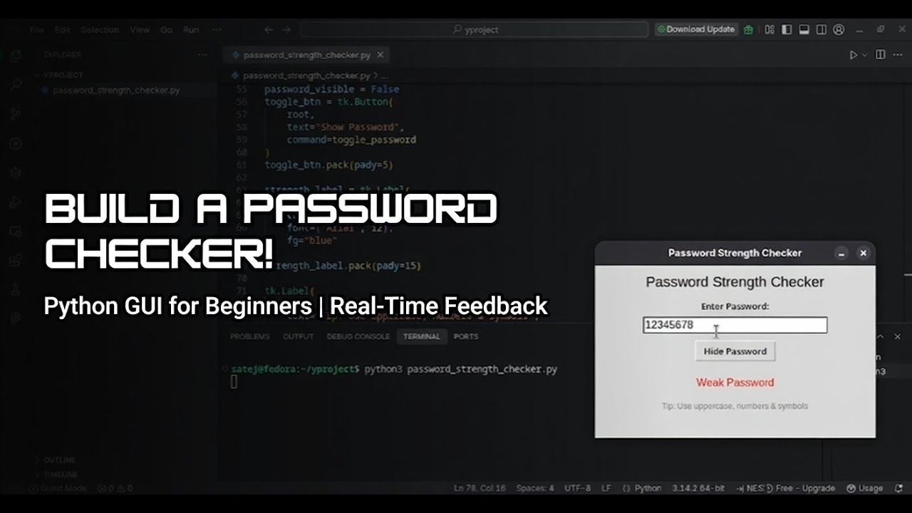 Python GUI Password Strength Checker | ASMR Coding Tutorial for Beginners 