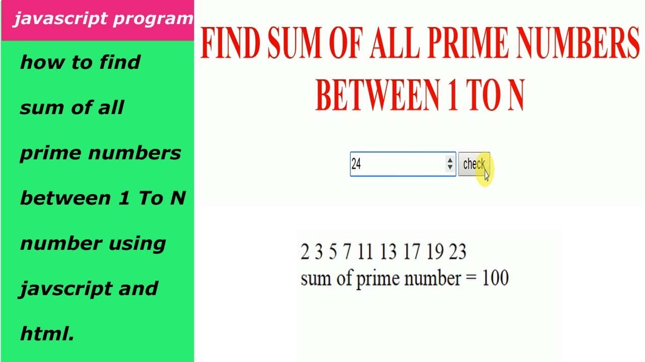 Sum of prime number program using JavaScript
