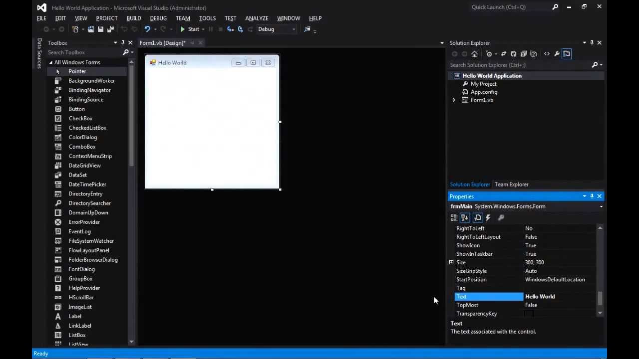 Hello World - Microsoft Visual Basic .NET 2012 Tutorial