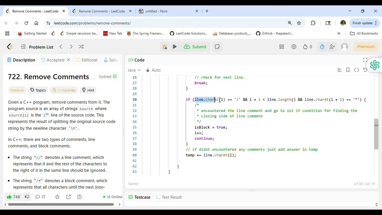 Leetcode 722  Remove Comments