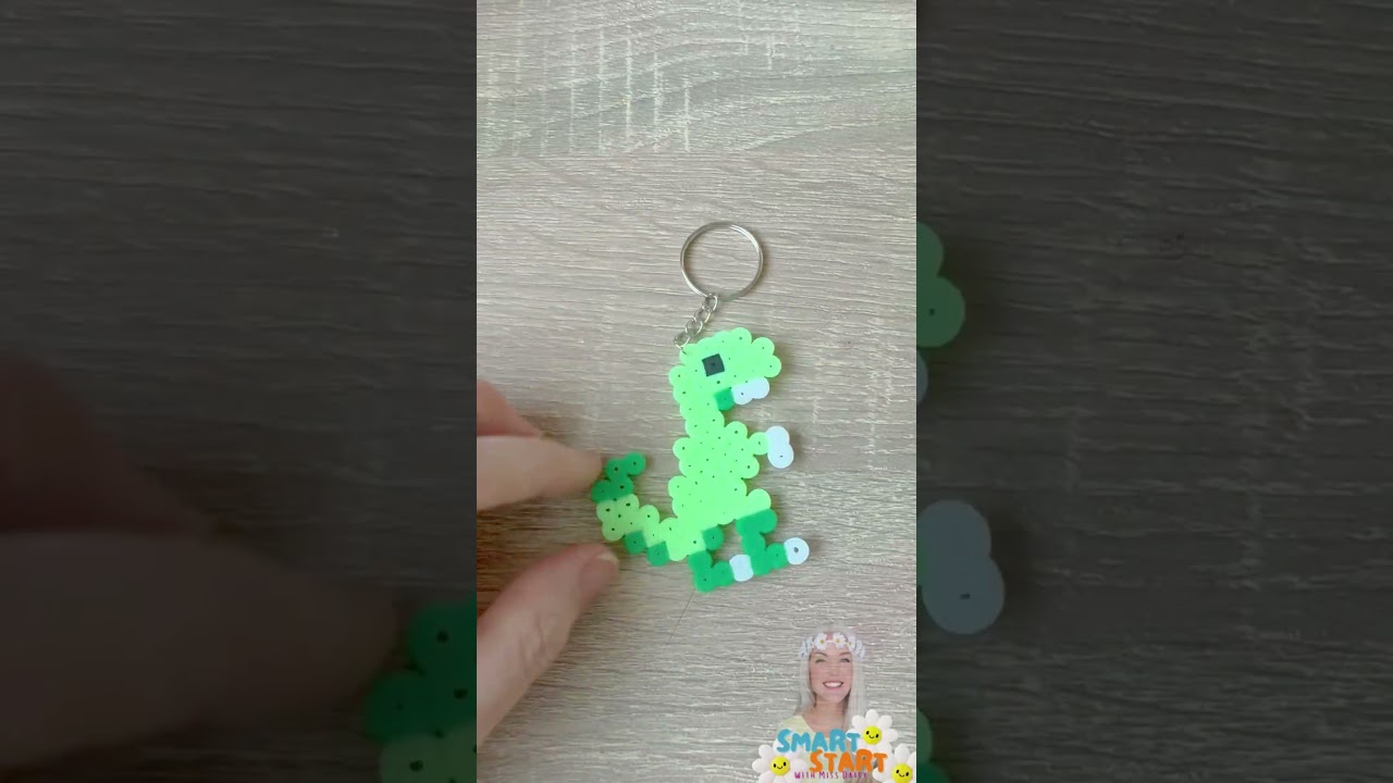 T-Rex Dinosaur Keychain with Perler Beads 🦖 | Easy Kids Craft