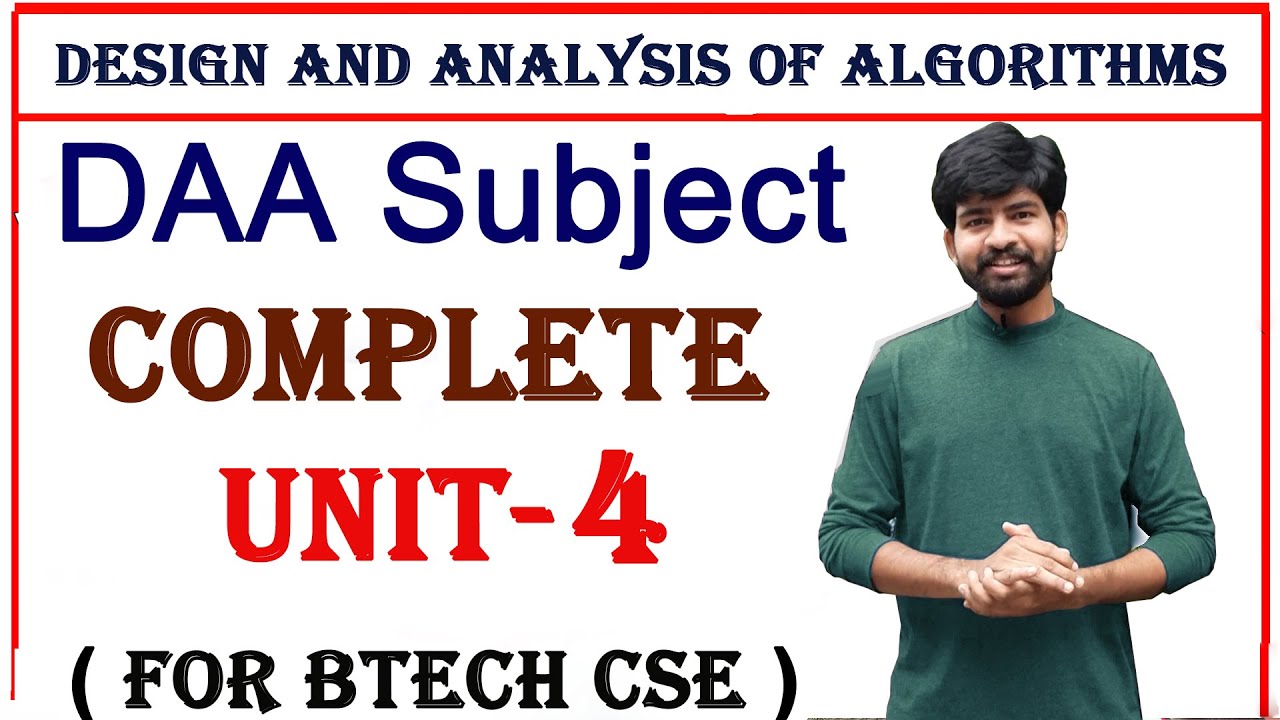 daa subject complete unit 4 || design and analysis of algorithms || greedy method | cse btech
