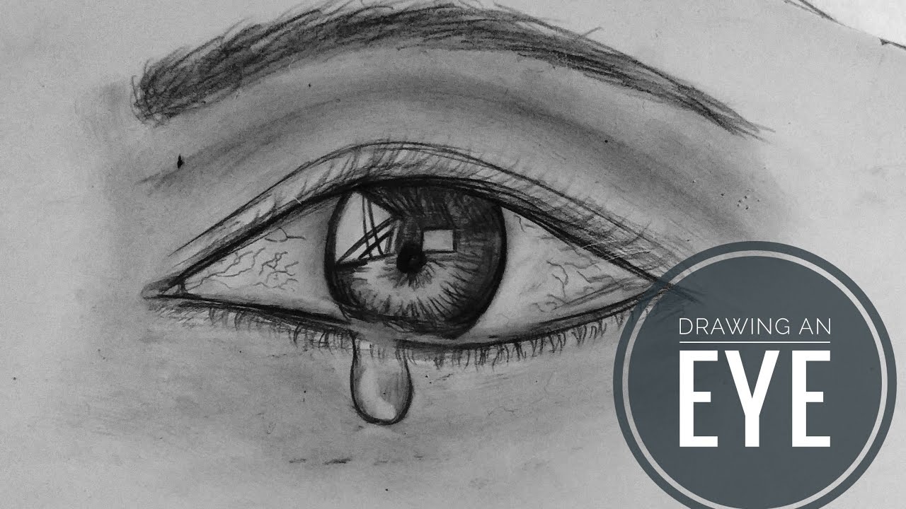 Realistic  EYE Drawing on broken Mirror