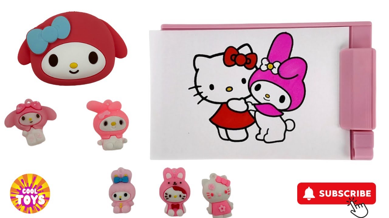 Hello Kitty and My Melody Figures and Coloring Page