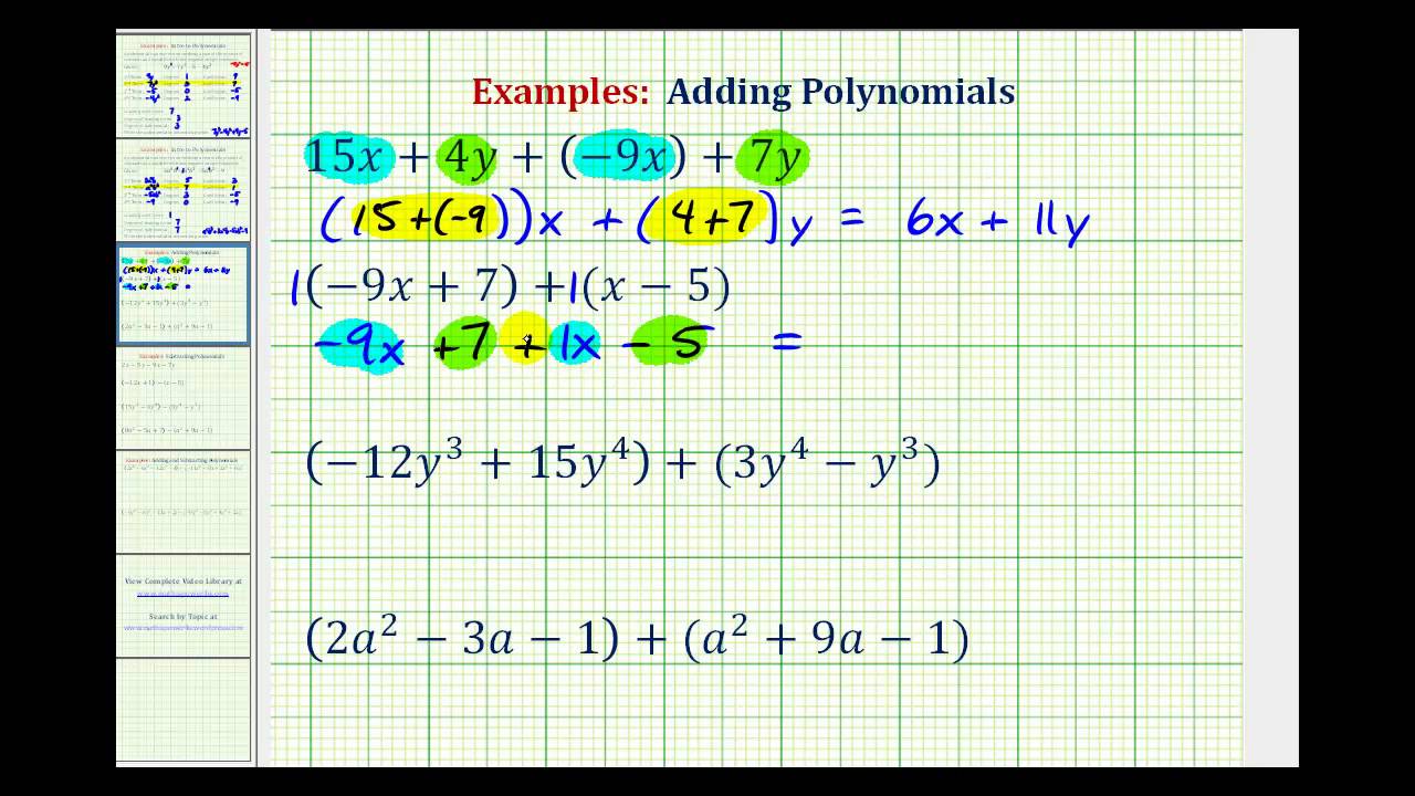 Ex:  Adding Polynomials