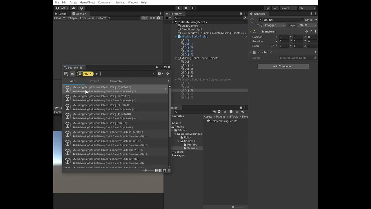 Unity Search Tool - Find Missing Scripts