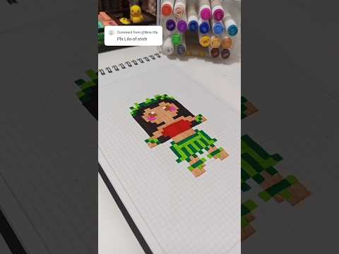 Lilo pixel art | easy pixel art ideas #art #pixelart #tutorial #youtubeshorts #viralvideo #stitch