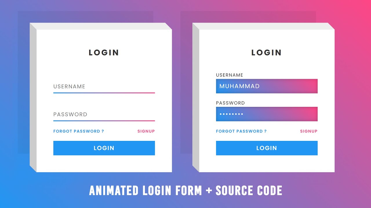 Animated Login Page using Html and CSS | Floating Placeholder Text Animation