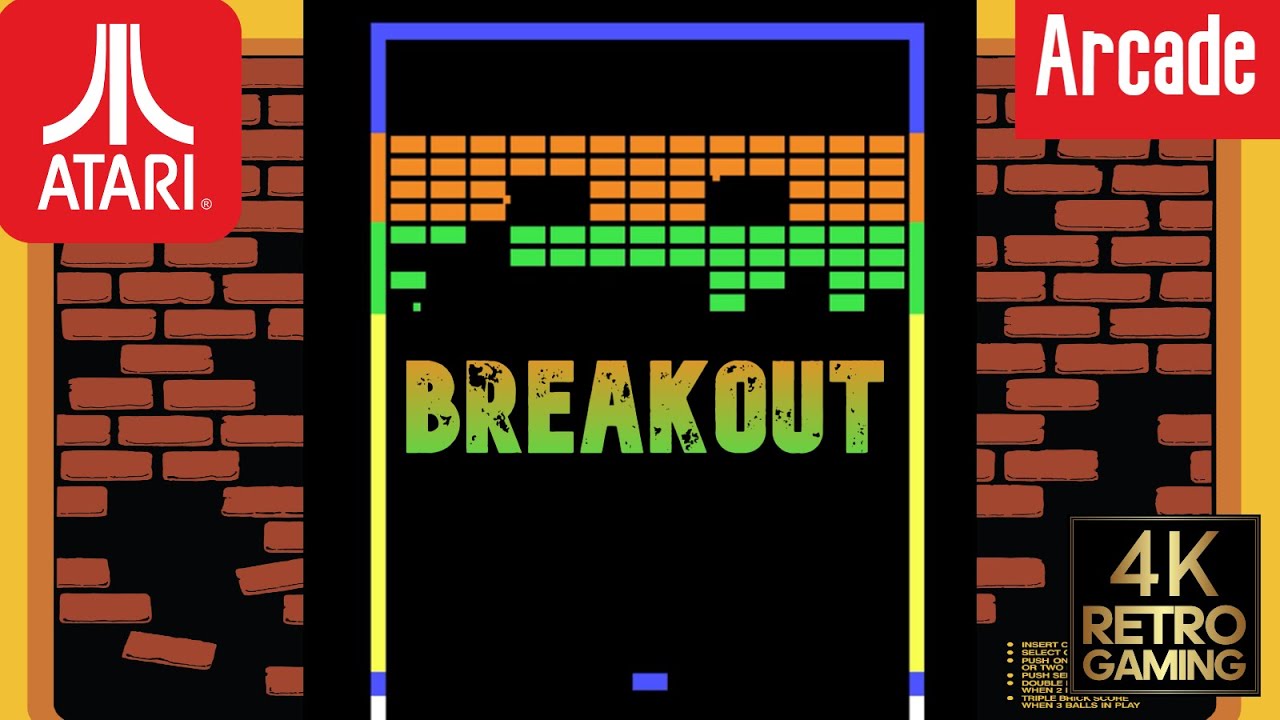 Breakout Arcade 4k Gameplay ( Atari 1978 )