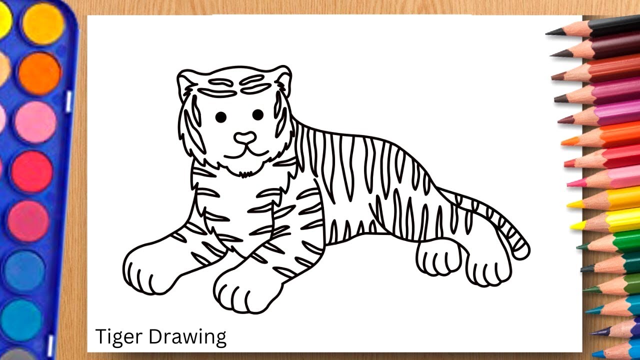 TIGRE aprender a dibujar y colorear para niños - Dibujos para niños con Mozart - Tiger - Cheeta