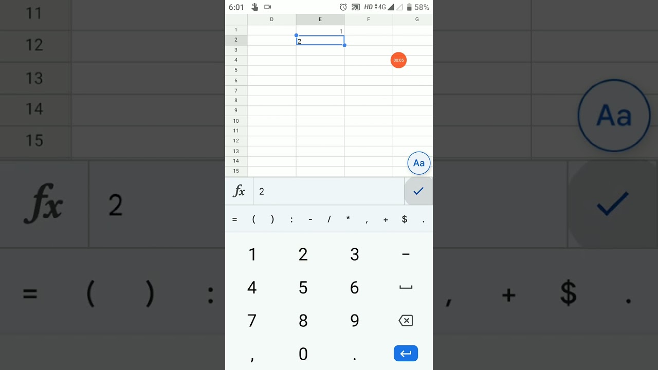 How to autofill with numbers in Google sheets on Android.
