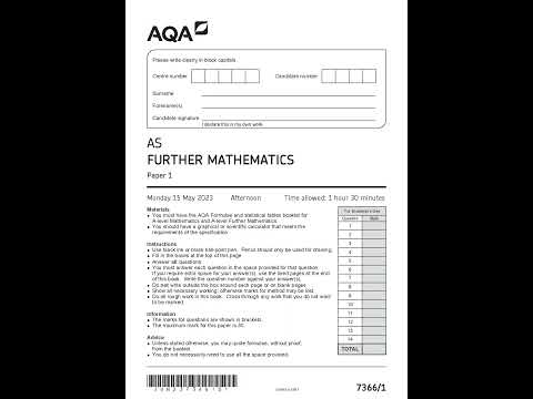 AQA AS FURTHER MATHEMATICS PAPER 1 MAY 2023 QUESTION PAPER (7366/1)
