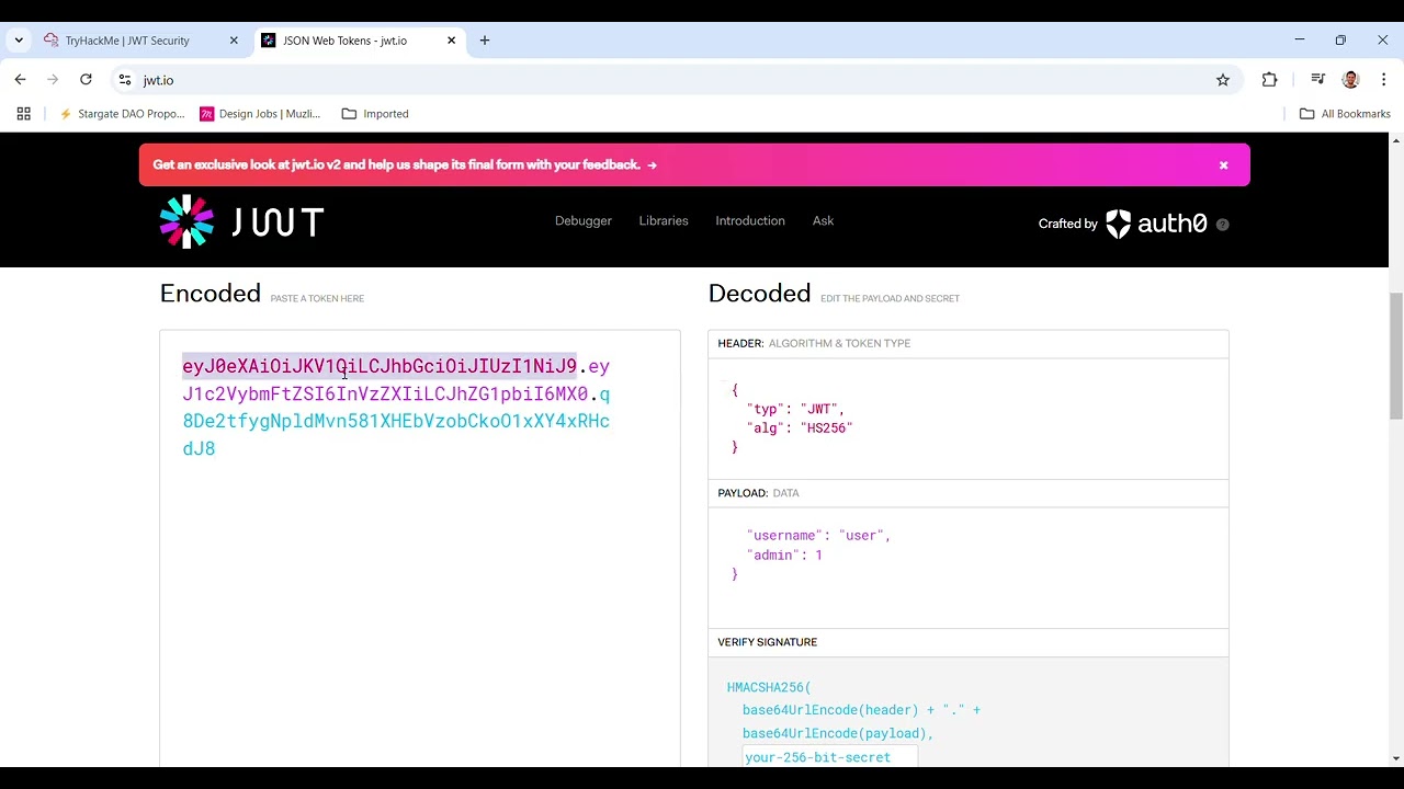 TryHackMe - JWT Security - Example-3 - Downgrading to None - Walkthrough