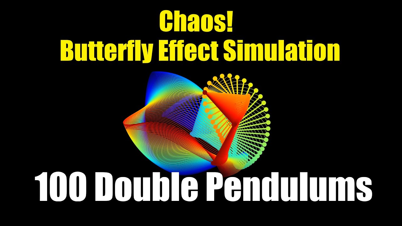 Butterfly Effect: 100 Double Pendulums simulation using python matplotlib | Chaos theory