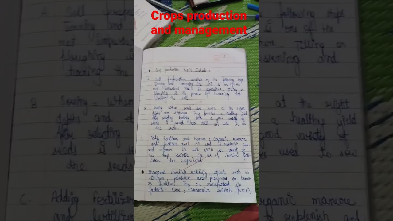 class 8th science chapter 1 crop production And management ( important notes)