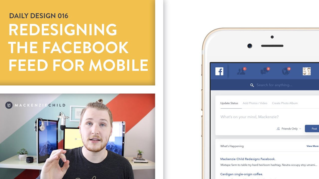 Daily Design 016 - Redesigning the Facebook Feed on Mobile