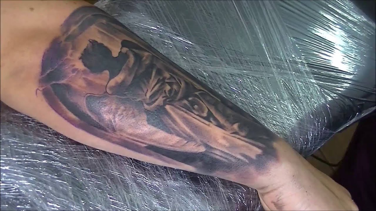 Fallen angel tattoo - normal speed+time lapse