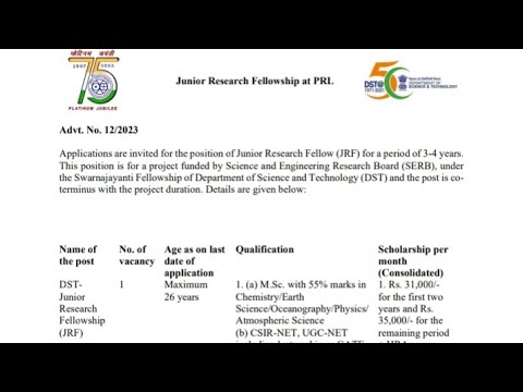 JRF ~ Junior Research Fellowship at PRL ~ all details in Tamil ~valid   GATE Score @RoyalDiary