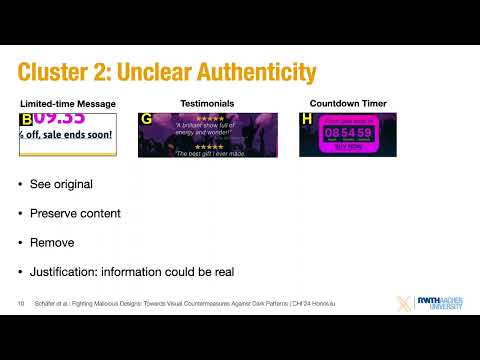Fighting Malicious Designs: Towards Visual Countermeasures Against Dark Patterns