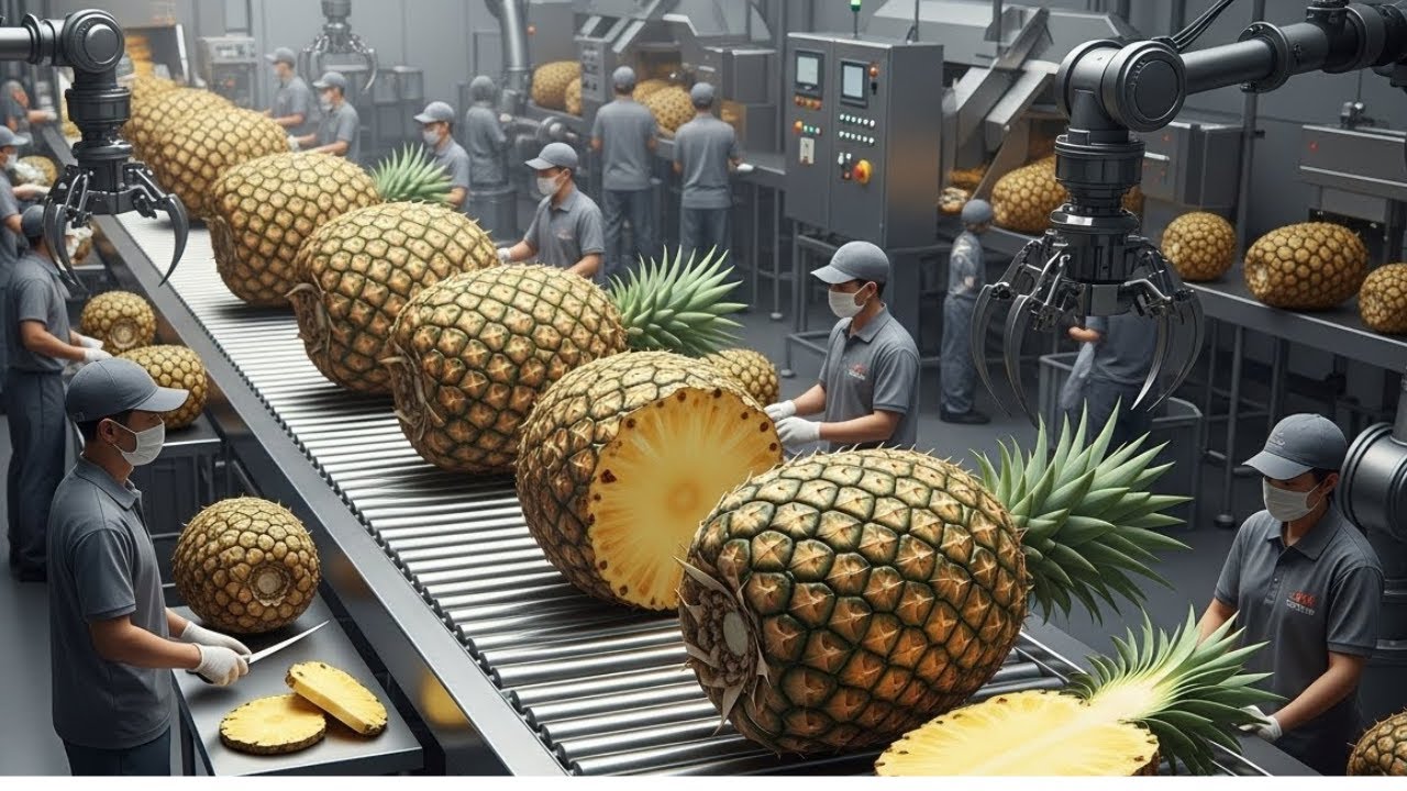Inside a Modern Pineapple Factory: From Fresh Pineapples to Canned Fruit (The Whole Process)