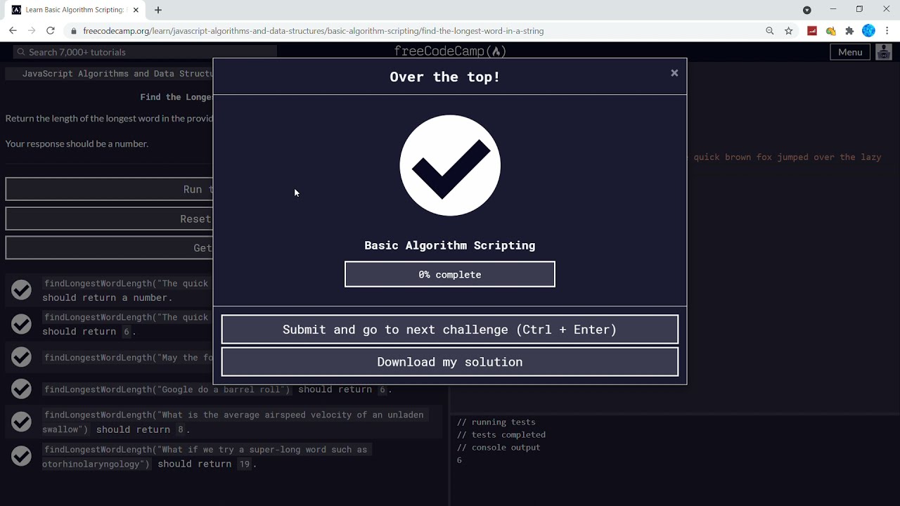 Basic Algorithm Scripting (4/16) | Find the Longest Word in a String | freeCodeCamp