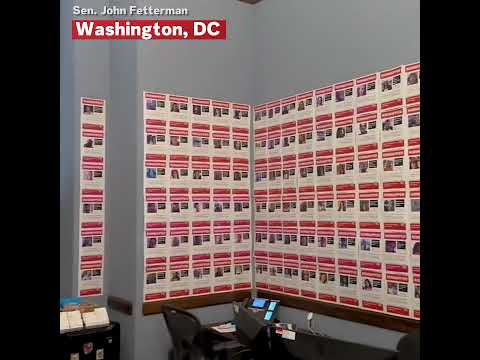 John Fetterman Displays Israeli Hostage Posters In Senate Office