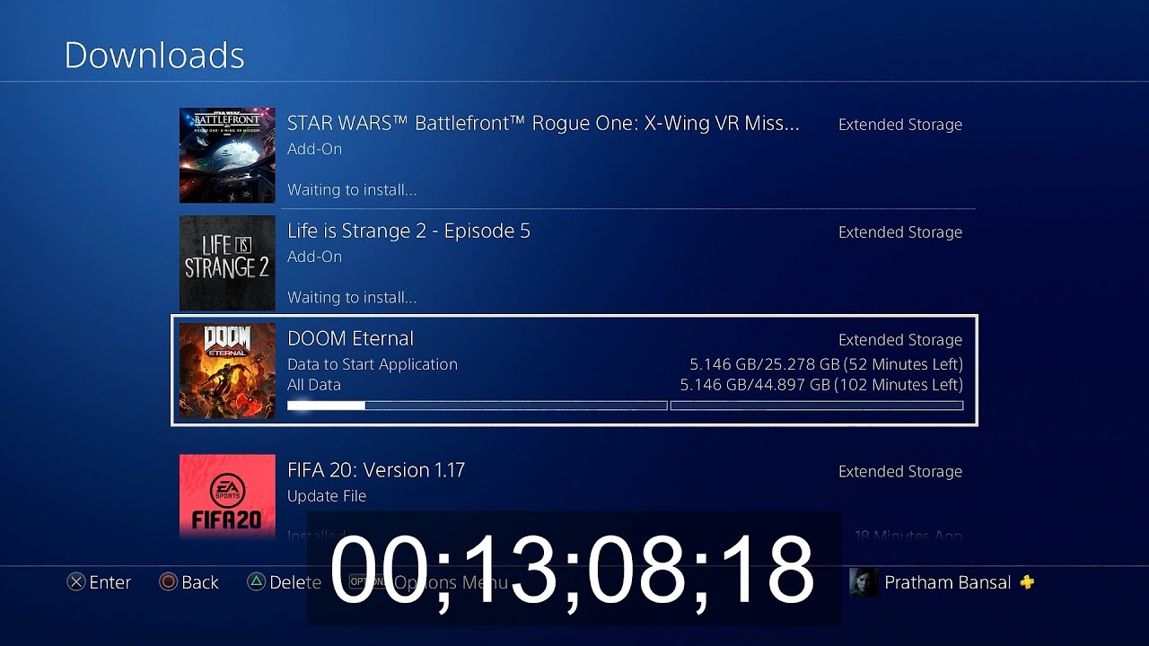 Downloading Doom Eternal at 100Mbps on PS4 Pro (Tata Sky Fiber Optics Internet)