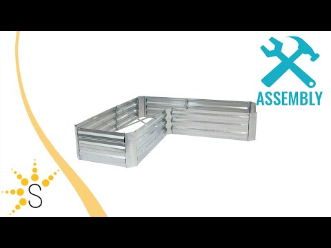 Sunnydaze L-Shaped Galvanized Steel Raised Garden Bed - Silver-HB-785