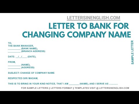 Letter for Change of Company Name – Letter To Bank Manager
