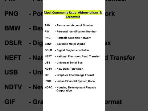 Most Commonly Used Abbreviations & Acronyms