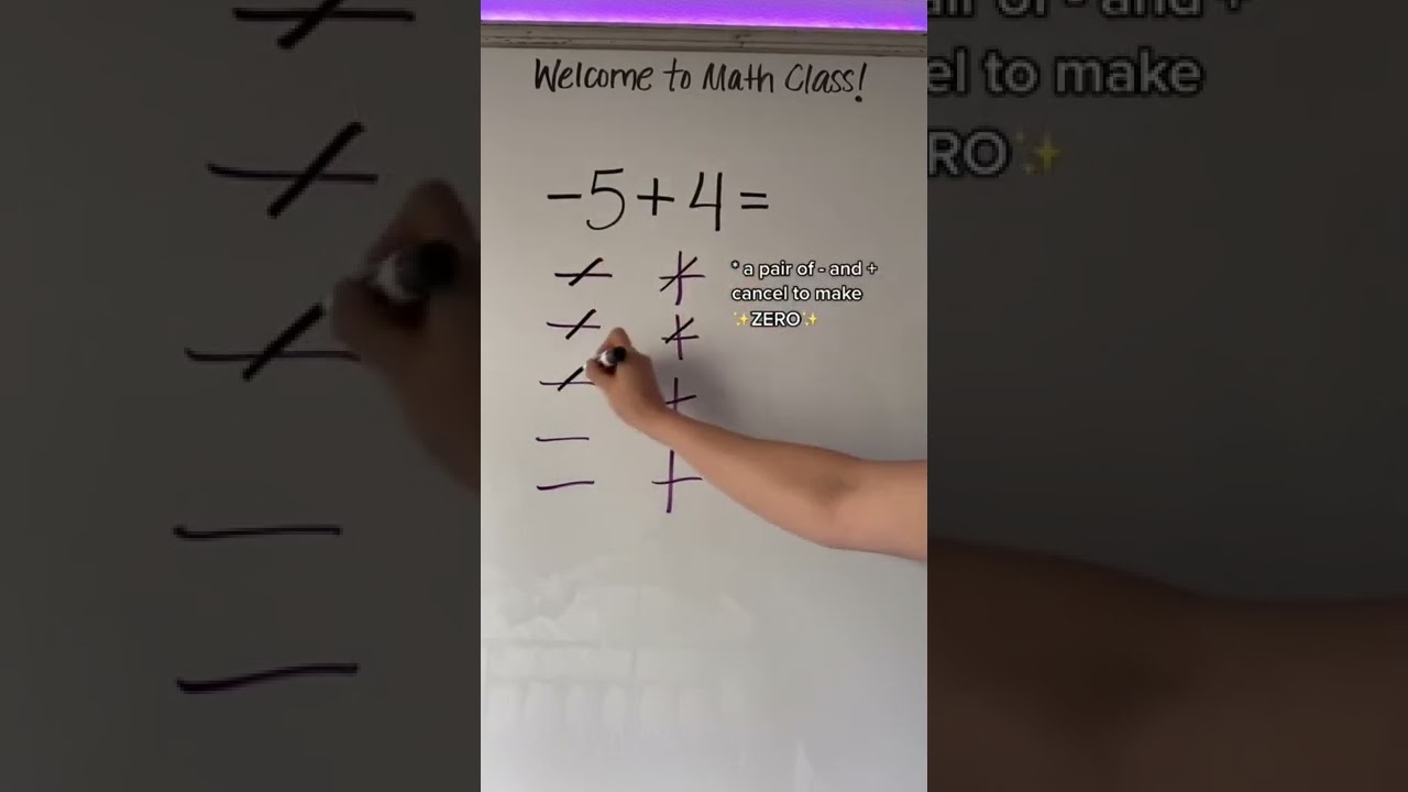 Adding Integers w/ Different Signs #silentmath #integers #math #prealgebra