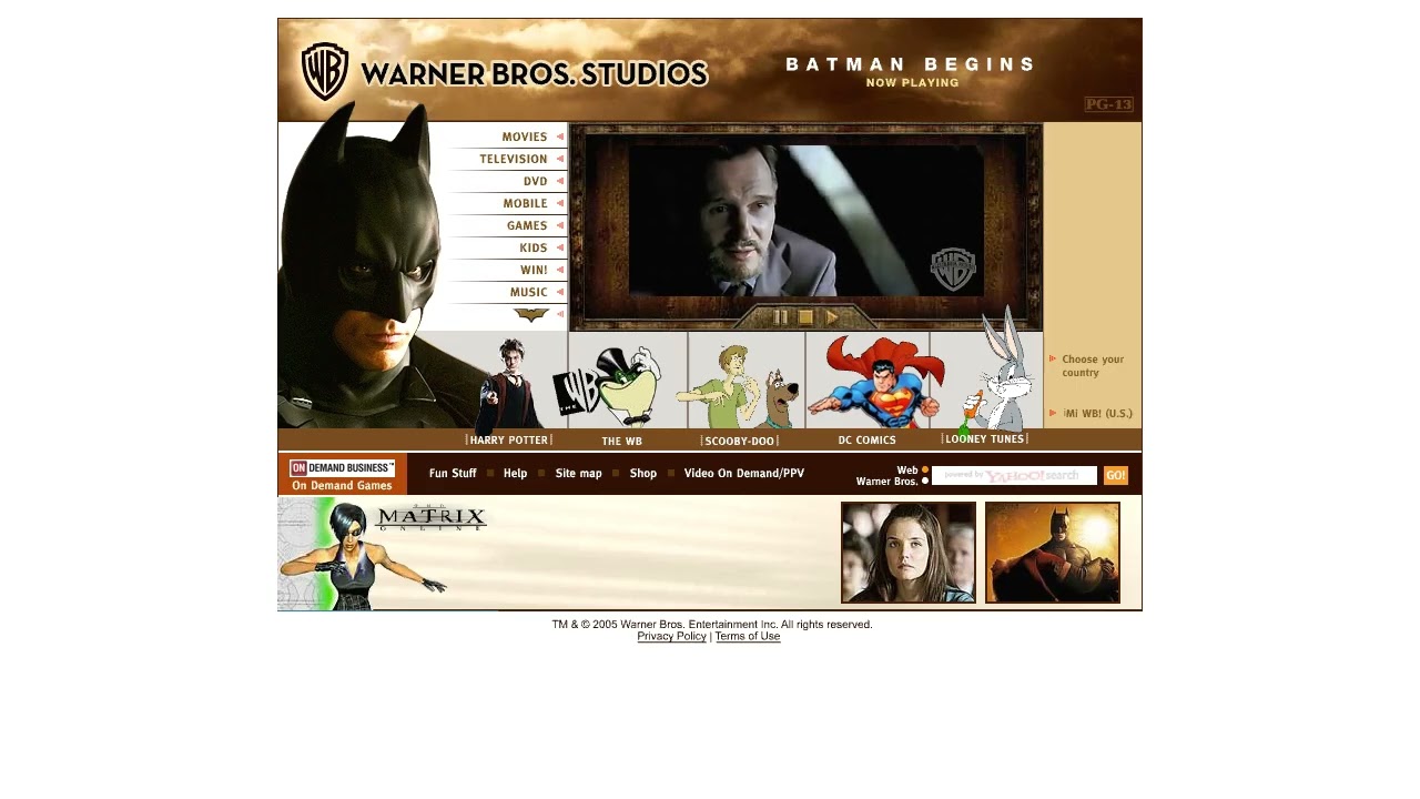 Warner Bros. flash website in 2005