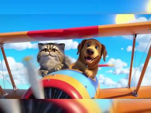 The cat and the dog are flying a plane. #cartoon @MrBeast #কার্টুন