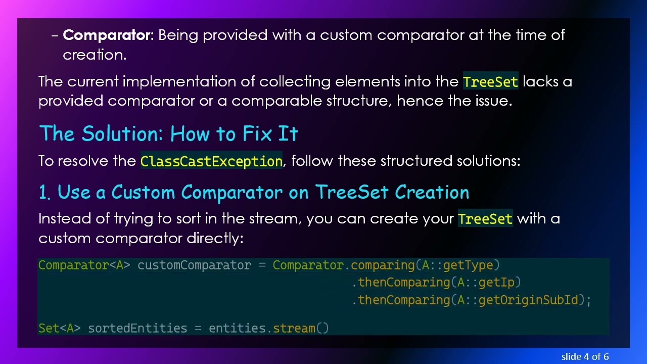 Resolving ClassCastException in Java Stream Sorting with Custom Comparator