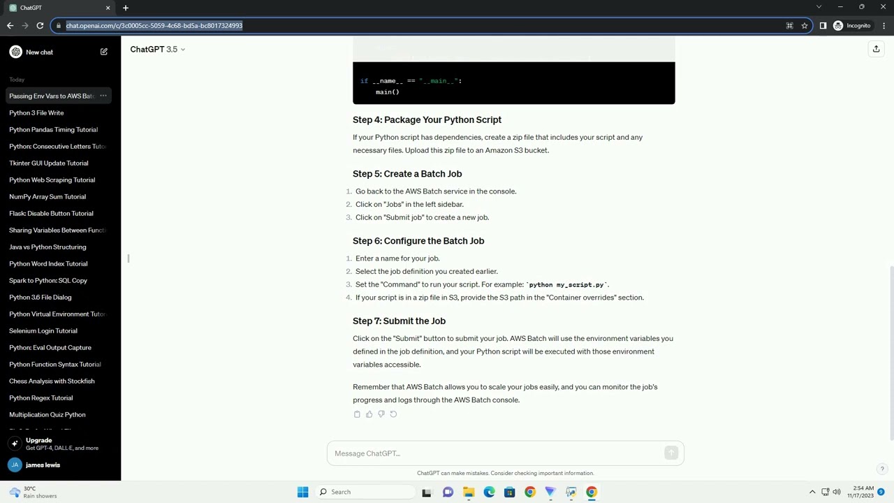 How to pass env variable to python script running inside AWS Batch