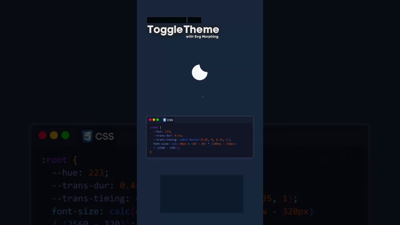 Toggle theme with Svg Morph #htmlcssjs #codinglife #csscoding