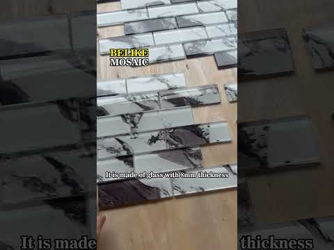 Glass Mosaic Tile BrIck Stacked Form Panda White Marble Pattern Wall Covering Lavished Feature Decor