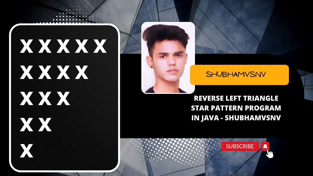Reverse Left Triangle Star Pattern Program in JAVA - shubhamvsnv