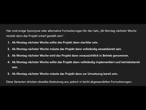 Synonyme von ,,Ab Montag nächster Woche müsste dann das Projekt scharf gestellt sein" #deutsch