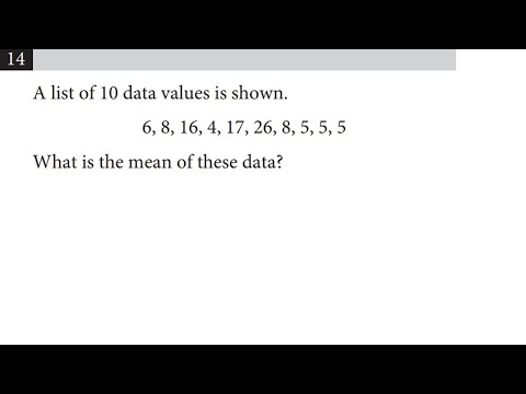 14. A list of 10 data values is shown. 6,8,16,4,17,26,8,5,5,5 What is the mean of these data?