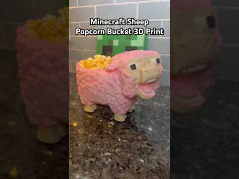 Printed a Minecraft Sheep popcorn bucket to celebrate the new #minecraftmovie