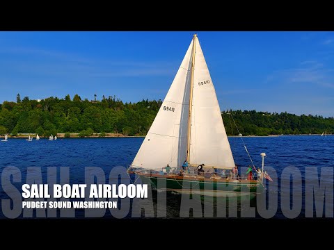 Sailboat Airloom Racing in Puget Sound Regatta | Classic Yacht in Action